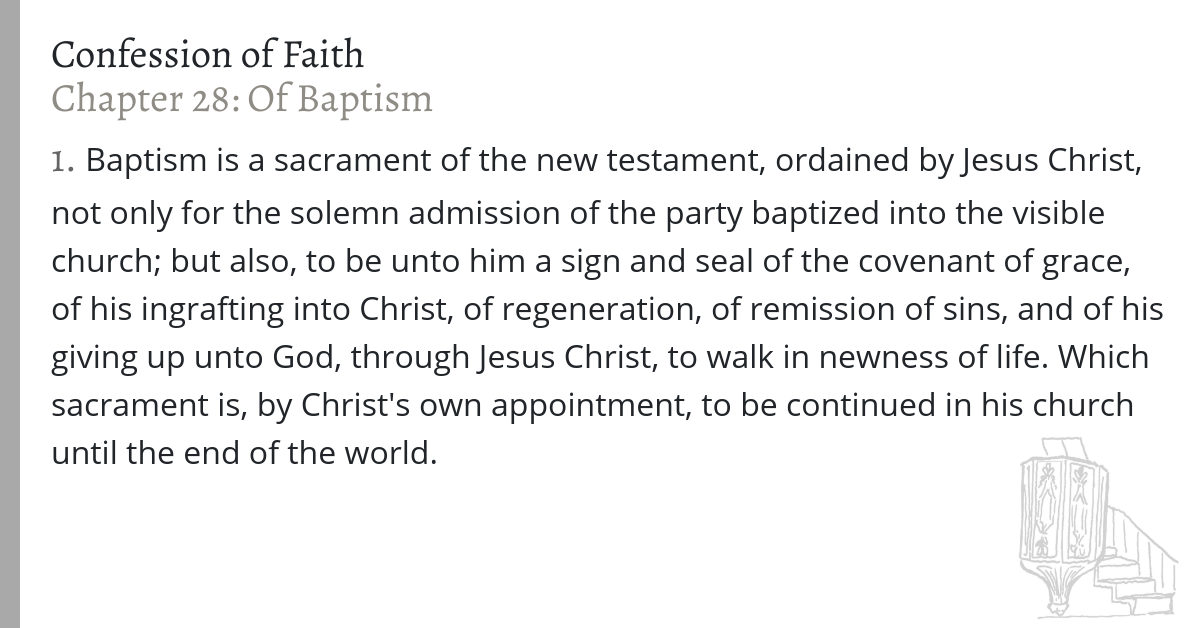 Westminster Daily | Of baptism, part 1